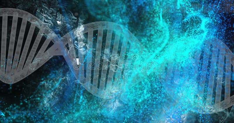 DNA Strand and Molecular Structure Animation Over Blue and Turquoise ...