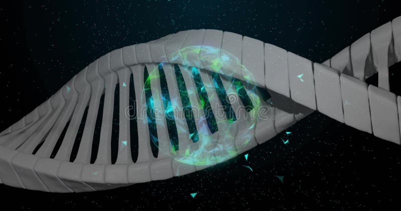 DNA Strand and Molecular Structure Animation Over Starry Background ...