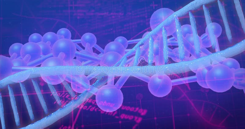 DNA Strand and Molecular Structure Image Over Scientific Data and ...
