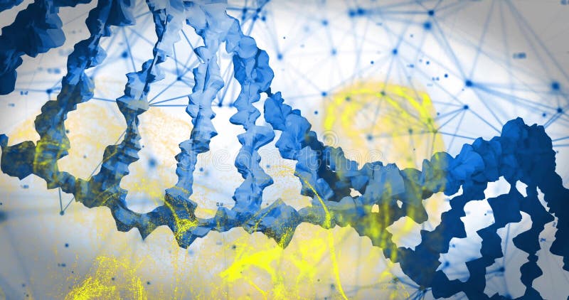 DNA Strand and Network Connections Image Over Abstract Background Stock ...