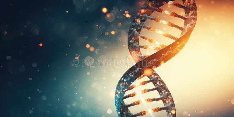 A Dna Strand with Orange Lights Stock Illustration - Illustration of ...