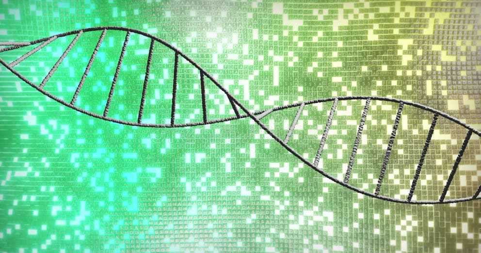 DNA Strand Over Digital Pixelated Background, Scientific Data ...