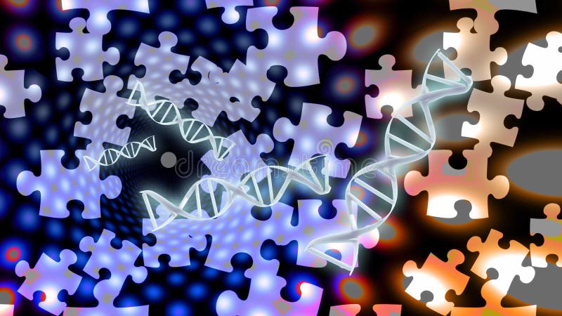 DNA strand and puzzle stock illustration. Illustration of match - 207007758