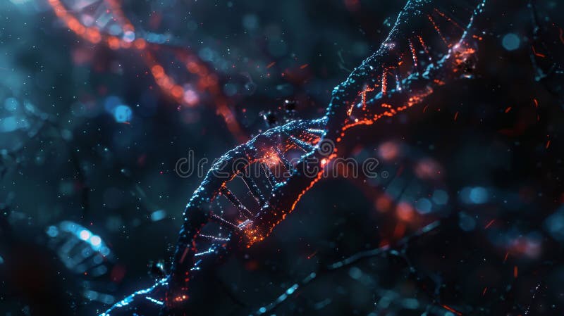 A DNA Strand with Red and Orange Lines Stock Image - Image of spiral ...