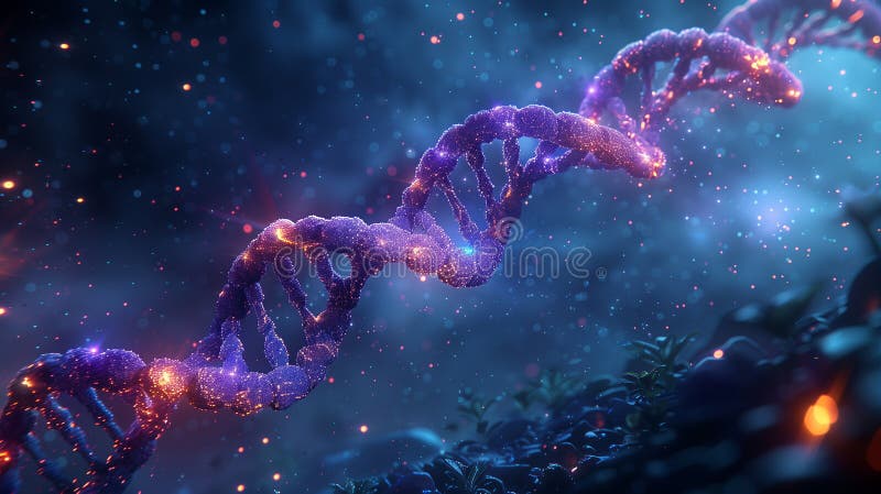 A DNA Strand is Shown in a Colorful, Glowing Display Stock Illustration ... A DNA Strand is Shown in a Colorful, Glowing Display Stock Illustration ...