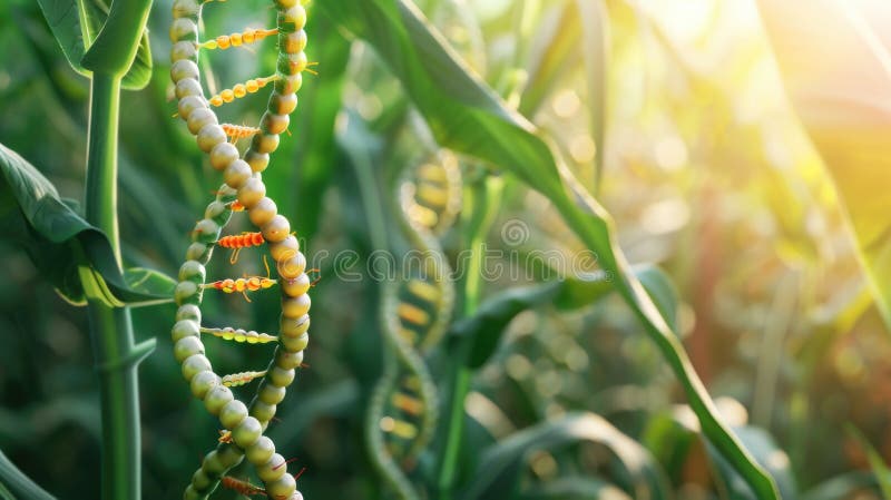 DNA Strand is Shown in a Field of Corn Stock Photo - Image of ripe ...