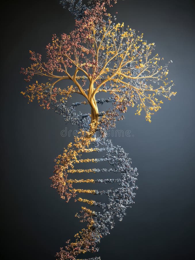 DNA Strand Transforms into a Tree of Life Illustrating the Connection ...
