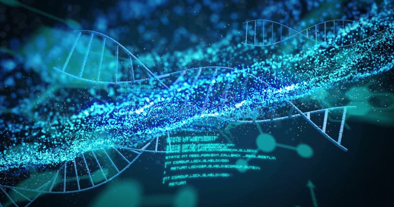 DNA Strands and Binary Coding, Scientific Data Processing Image Stock Photo - Image of ...