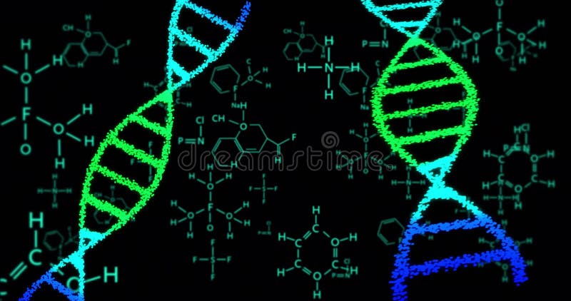 DNA Strands and Chemical Structures, Scientific Data Processing Stock ...