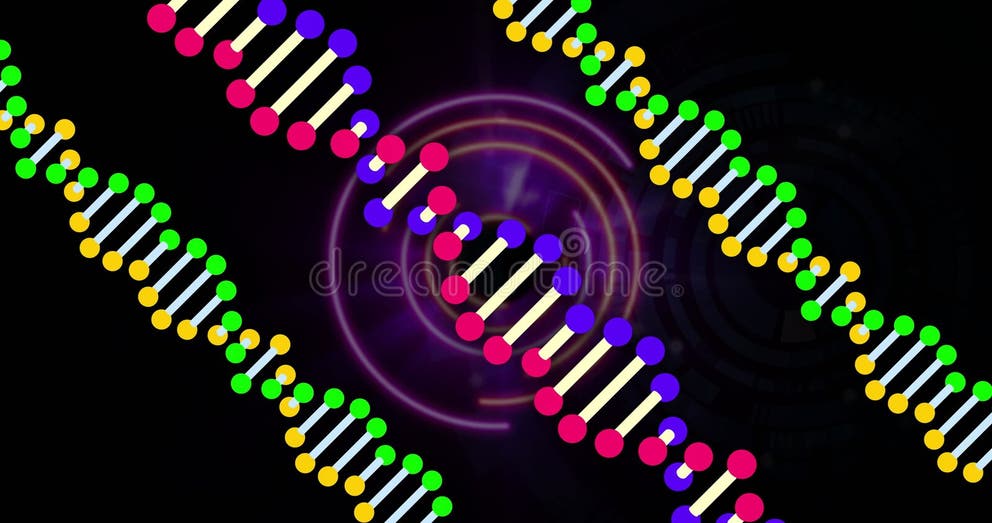 DNA Strands and Circular Patterns, Scientific Data Processing Image ...