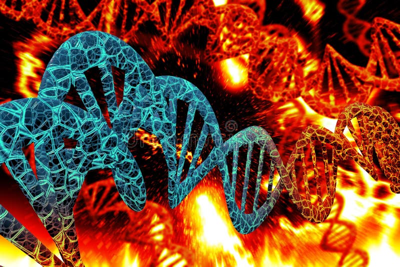 DNA Strands 3D Illustration Stock Illustration - Illustration of acid ...