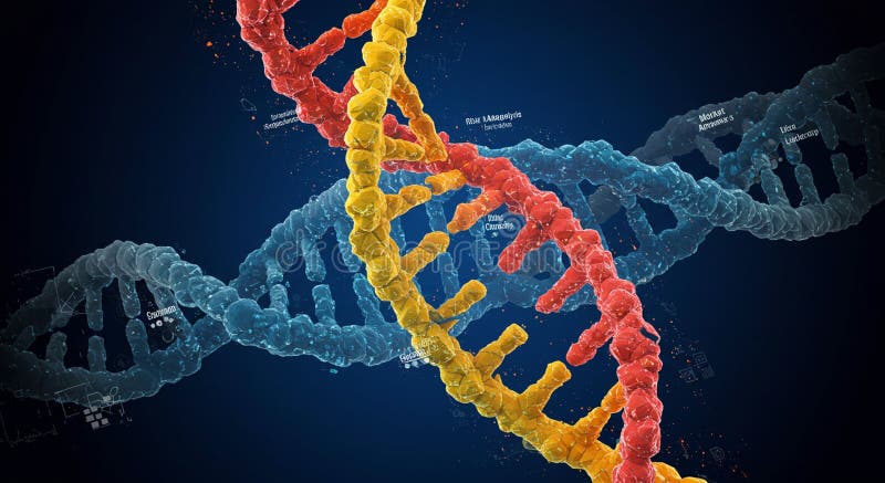 DNA Strands are Depicted in a Digitally Generated 3D Model. the ...