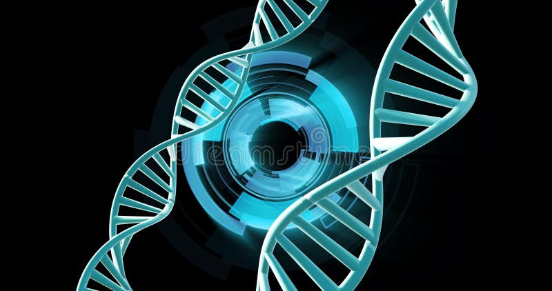 DNA Strands and Digital Circles, Scientific Data Processing Image Stock ...