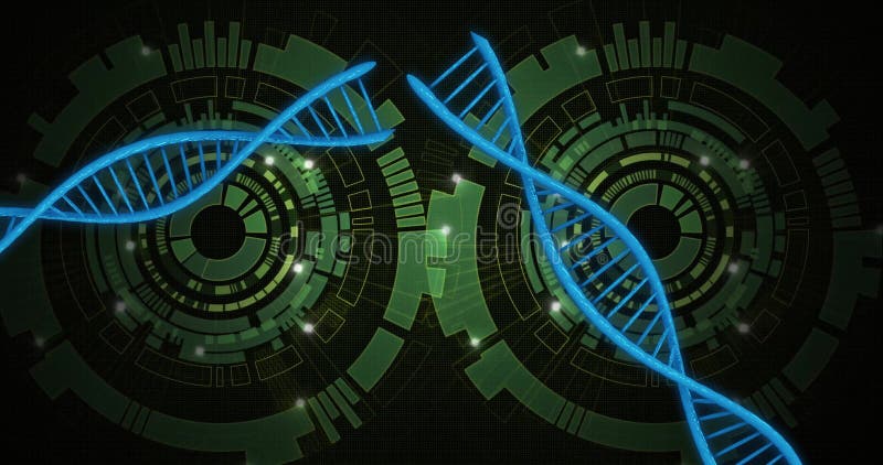 DNA Strands and Digital Circuits, Scientific Data Processing Image ...