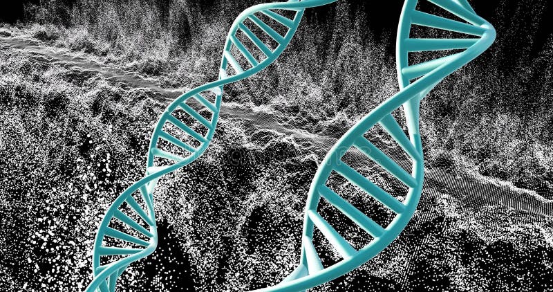 DNA Strands and Molecular Structures Over Particle Wave Background ...