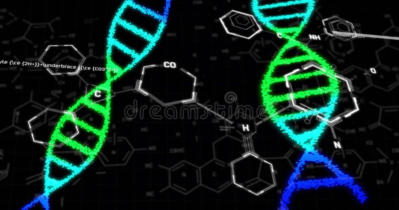 DNA Strands and Molecular Structures, Scientific Data Processing Image ...