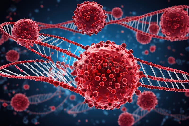 DNA Strands and Red Blood Cells Stock Illustration - Illustration of ...