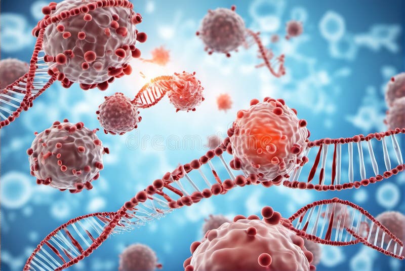 DNA Strands and Red Blood Cells Stock Illustration - Illustration of ...