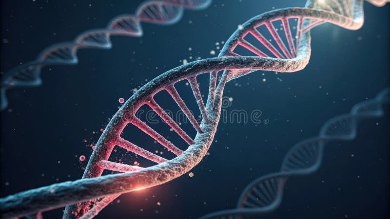 Dna Strands Rotating in a Scientific Visualization, Microscopic Biology ...