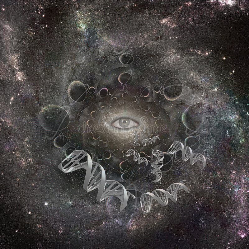 DNA Strands in Space stock illustration. Illustration of science ...