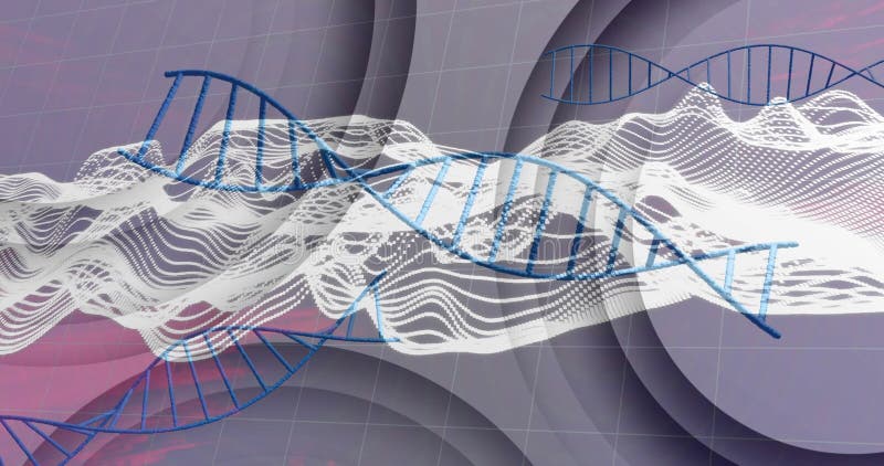 DNA Strands and Waveforms, Scientific Data Processing Image Stock Photo ...