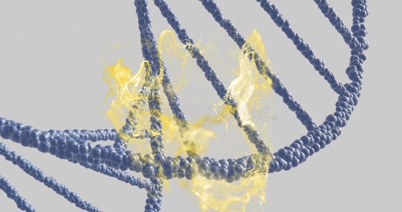 DNA Strands with Yellow Particles, Scientific Data Processing Image ...
