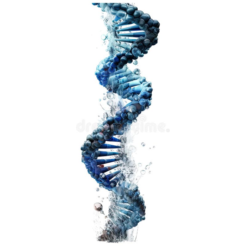 DNA Structure with Blue Helix on White Background. Virtual Modeling of ...