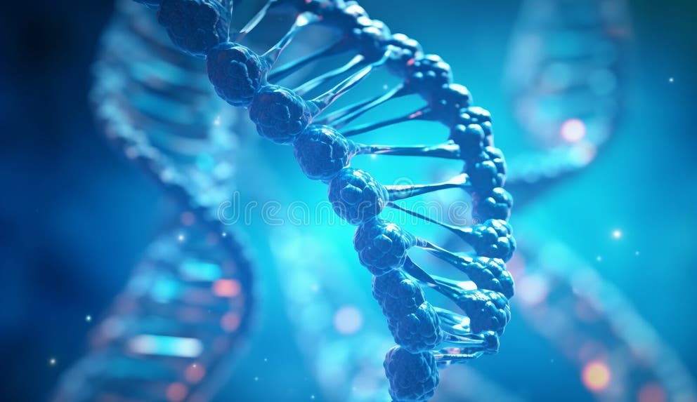 DNA Structure in Blue Light with AI Generated Stock Illustration ...