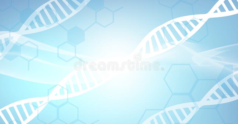Dna Structure and Chemical Structures Against Spot of Light on Blue ...
