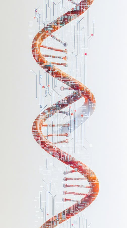 Dna Structure Combining with Futuristic Circuit Board Showing Genetic ...