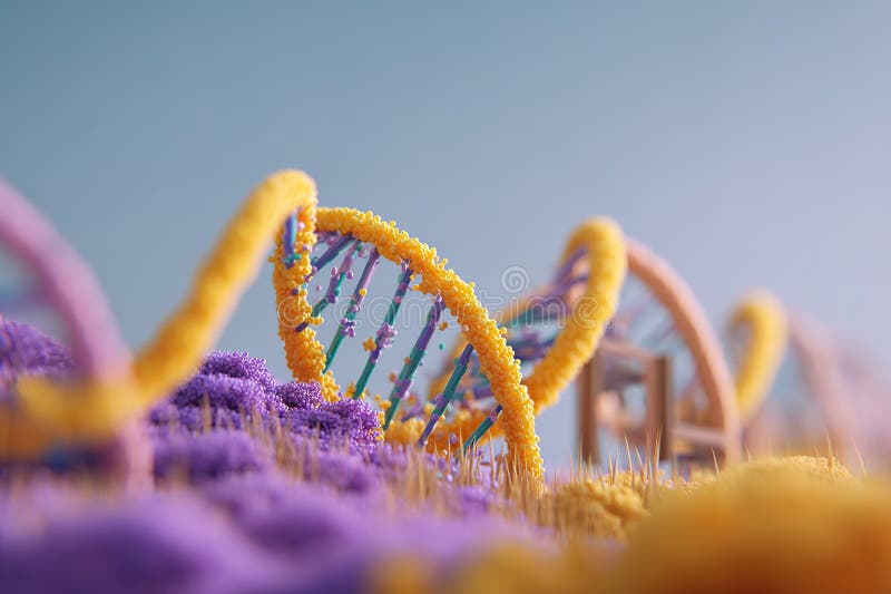 DNA Structure Composed of Colorful Strands and Particles in a Vibrant ...