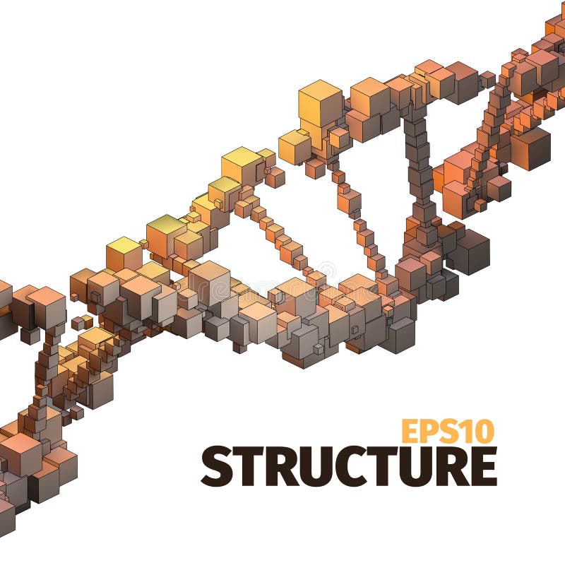 DNA Structure. 3d Abstract Background. Cube Elements Stock Illustration ...