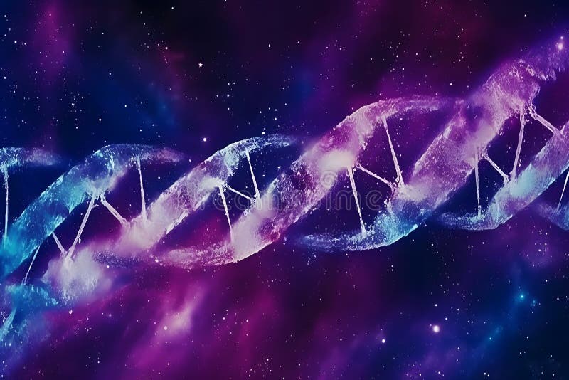 DNA Structure Digital Illustration in Space Colorful Background. Neural ...