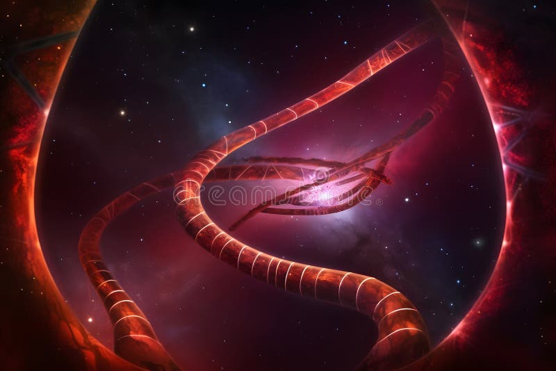 DNA Structure Digital Illustration in Space Colorful Background. Neural ...