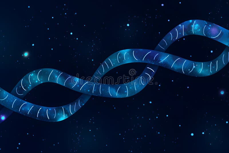 DNA Structure Digital Illustration in Space Colorful Background. Neural ...