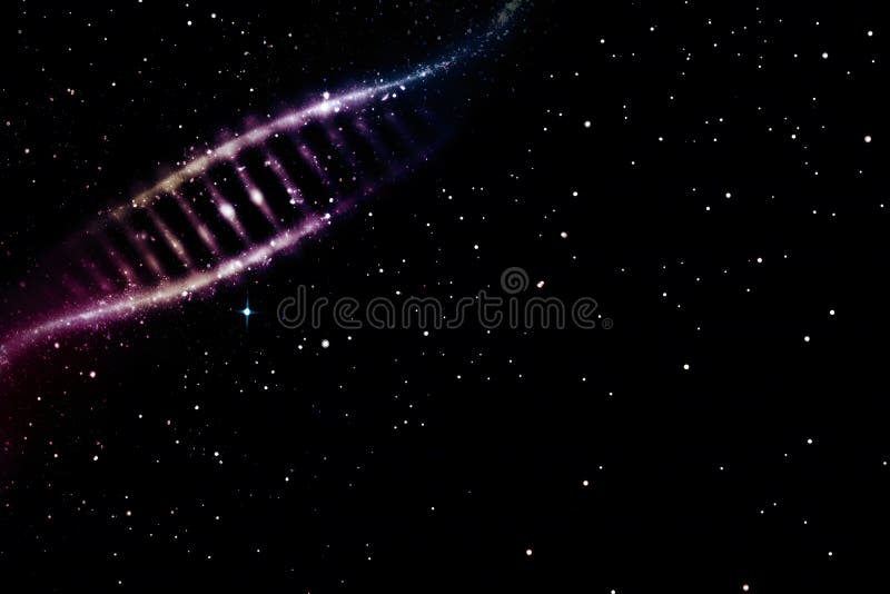 DNA Structure Digital Illustration in Space Colorful Background. Neural ...