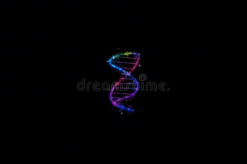 DNA Structure Digital Illustration in Space Colorful Background. Neural ...