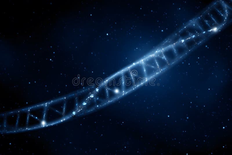 DNA Structure Digital Illustration in Space Colorful Background. Neural ...
