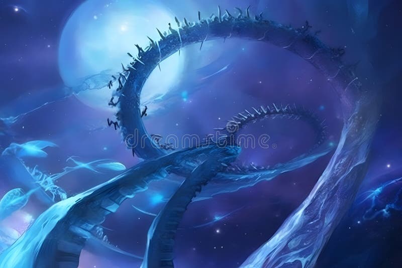 DNA Structure Digital Illustration in Space Colorful Background. Neural ...