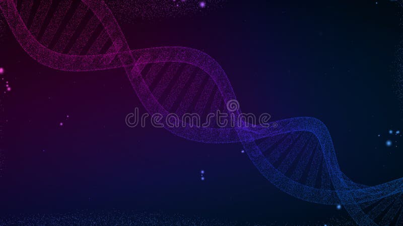 DNA Structure with Flowing Particles on Gradient Background. Genetic ...