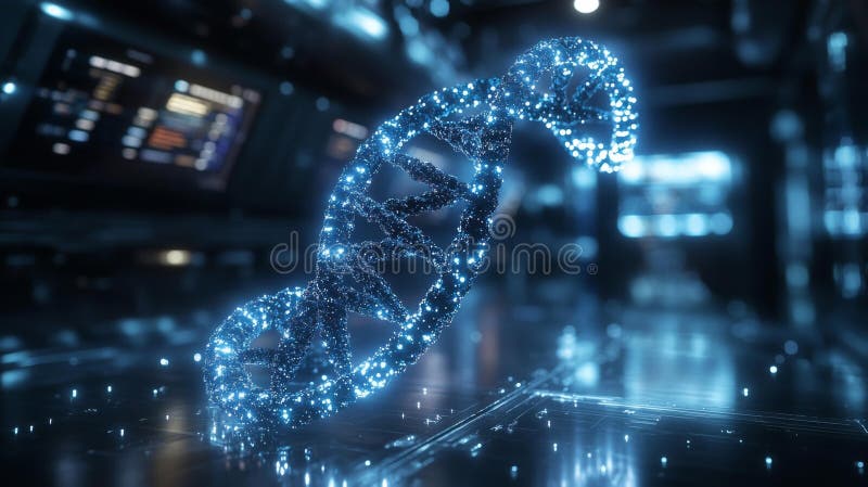 DNA Structure in High-Tech Environment Generative AI Stock Illustration ...