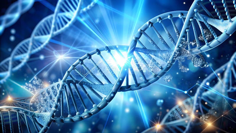 DNA Structure, Made in the Form of a Double Helix with Bright Light ...