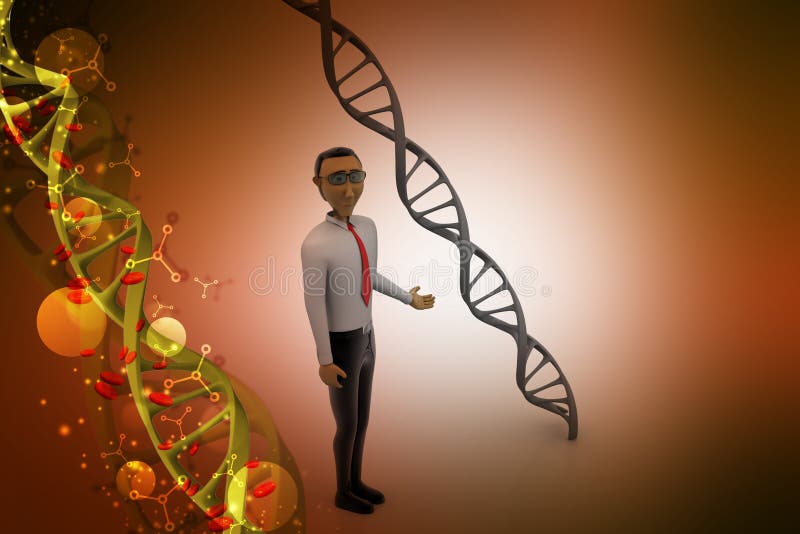 Dna structure with man stock illustration. Illustration of medical ...