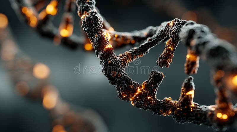 Dna Structure Model with Illuminated Details Stock Illustration ...