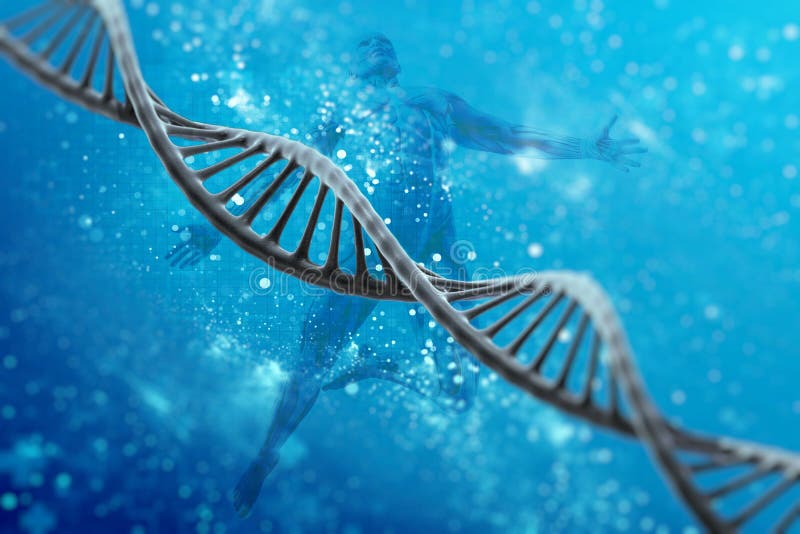 Dna Cell Model Research Concept, 3D Rendering Stock Illustration ...