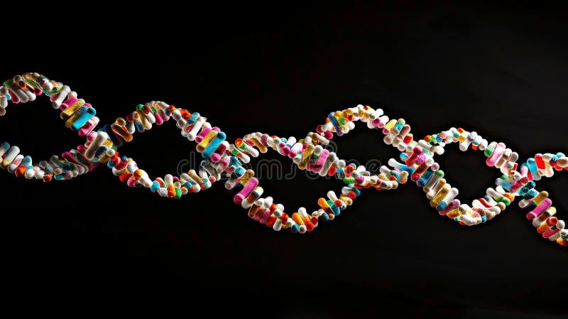 DNA Structure Realistic Model. Black Background. Science Genetic ...