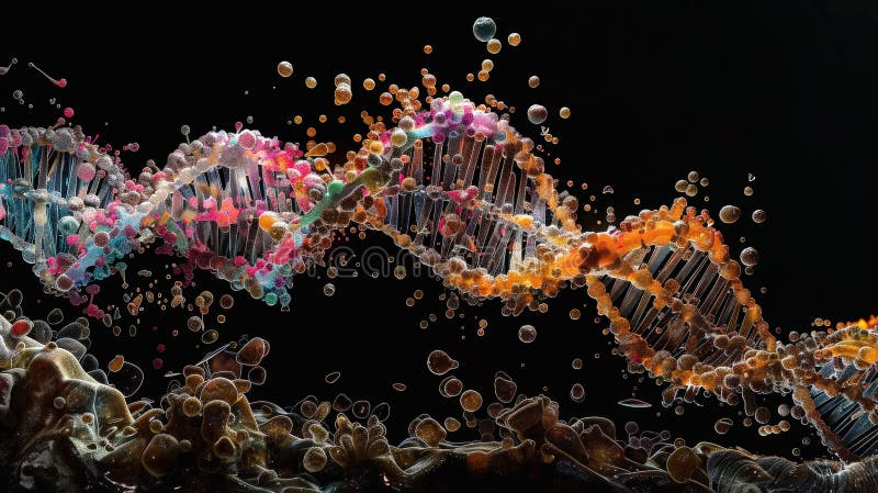 DNA Structure Realistic Model. Black Background. Science Genetic ...