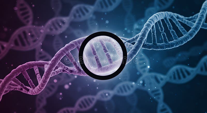 Dna Structure Research with Magnifying Glass for Genetic Code ...