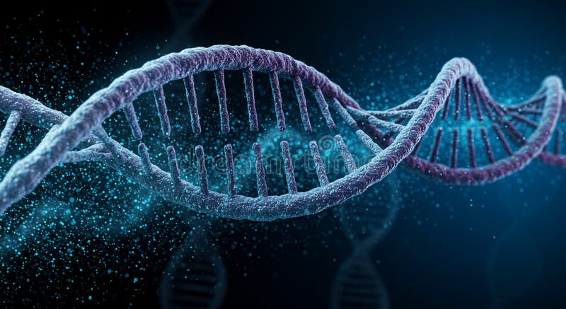 Dna Structure Visualization with Glowing Particles and Detailed ...