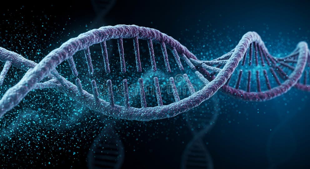 Dna Structure Visualization with Glowing Particles and Detailed ...